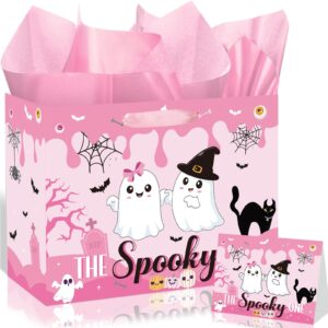 pink 1st birthday gift bag with greeting card tissue paper spooky one birthday decorations the spooky one gift bag for girls first birthday decor for baby girl 1 year old birthday party supplies