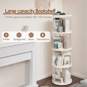 Sybrioka 4 Tier Rotating Bookshelf 360 Degree Swivel Bookcase, Clear Acrylic Round Spinning Book Shelf Organizer, Corner Display Shelf for Kids Bedroom, Living Room (4 Tier)