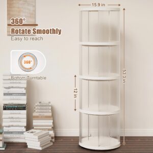 Sybrioka 4 Tier Rotating Bookshelf 360 Degree Swivel Bookcase, Clear Acrylic Round Spinning Book Shelf Organizer, Corner Display Shelf for Kids Bedroom, Living Room (4 Tier)