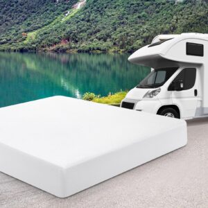 8 inch short queen rv mattress with tencel cover, premier cooling green tea/gel memory foam mattress in box for camper/truck/trailer, firm mattress for back pain bed mattress certipur-us 75'' x 60''