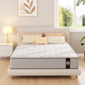 yuewanshun full size mattress, 12 inch hybrid full mattress in a box, colchones full, gel memory foam and pocket spring for pressure relief, medium firm feel, motion isolation 54"*75"*12"