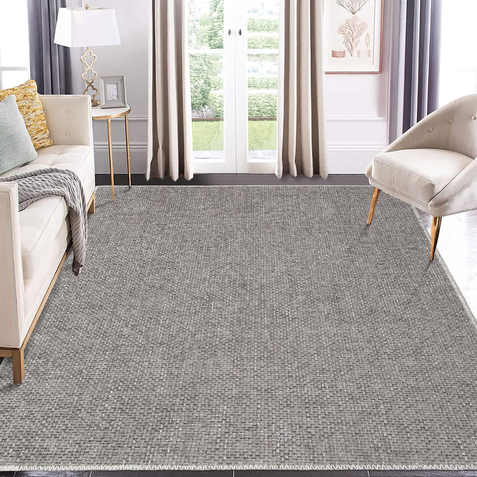 FairOnly Area Rug 8x10 Washable Rug Large Modern Solid Rug Neutral Rug Traditional Rug Solid Floor Cover Non-Shedding Rug Contemporary Rug Solid Casual Mat for Bedroom Living Room Farmhouse