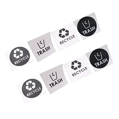 SEWACC 24 Pcs Trash Decal White Stickers Marking Paste for Garbage Can Trash Can Waste Bin Recycling Stickers for Bins Trash Can Black Recycle Trash Bin Sticker Vinyl Garbage