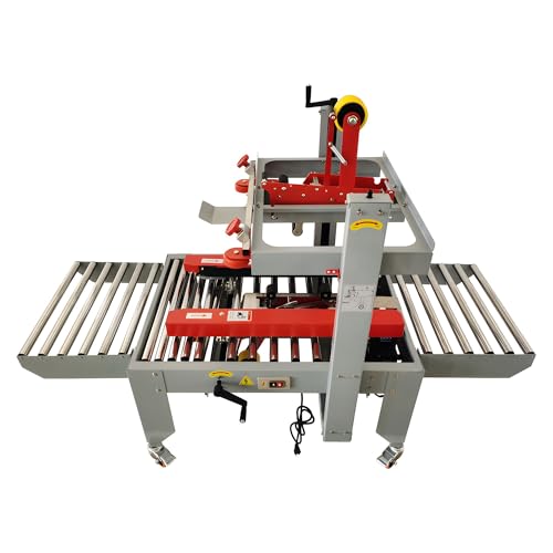 Banfluxion 110V 180W Left-and-Right Drive Double-Flap Tape Sealing Machine for Small Box Automatic Box Carton Packing Sealer 35-50mm Tape Width 0-18m/min