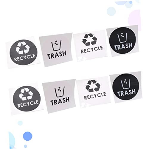 SEWACC 24 Pcs Trash Decal White Stickers Marking Paste for Garbage Can Trash Can Waste Bin Recycling Stickers for Bins Trash Can Black Recycle Trash Bin Sticker Vinyl Garbage