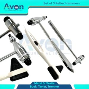 Essential Pack of 3 Reflex Hammers | Buck Reflex Hammer, Taylor Reflex Hammer, Tromner Reflex Hammer - Neuro Hammers for Reflex Testing Diagnostics