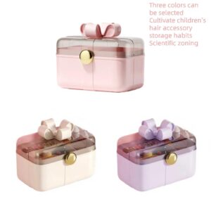 HMWQC Hair Accessories Organizer for Girls Mutipurpose Storage Box Organizer with Removable Tray Plastic Tool Box Art Case for Makeup Sewing Nail Accessories