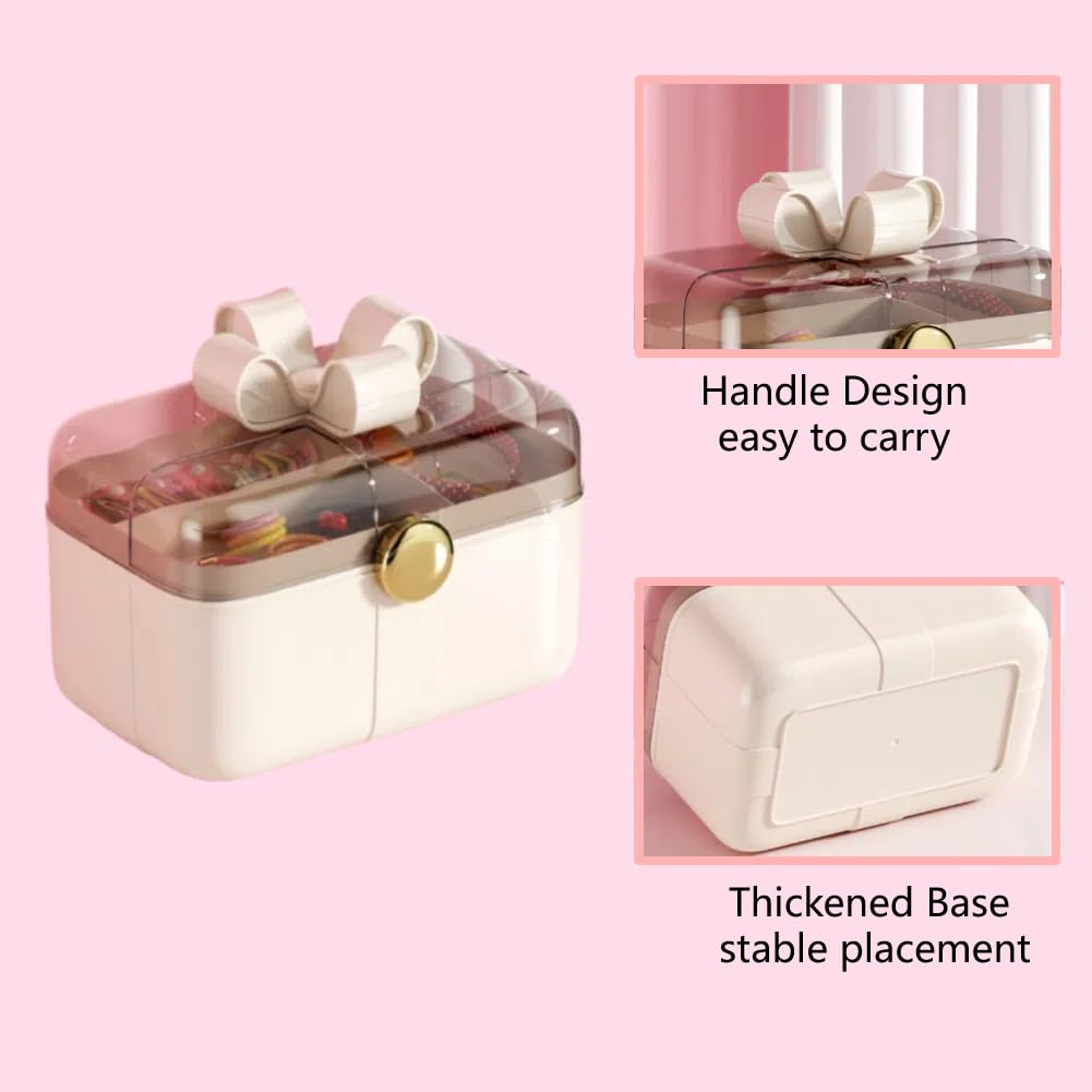 HMWQC Hair Accessories Organizer for Girls Mutipurpose Storage Box Organizer with Removable Tray Plastic Tool Box Art Case for Makeup Sewing Nail Accessories