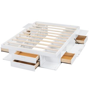 Merax Wood Captain's Platform Storage Bed with Drawers,Classic Bed Frame No Box Spring Needed Full, White