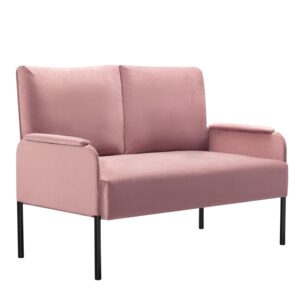 UOCFYK 45.7”Metal Loveseat Couch with Armrest for Small Space,Small Settee Loveseat Metal Legs Mini Couch,Removable and Washable for Living Room,Apartment,Pink