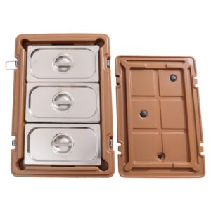 insulated food pan carrier, hot box food warmer cooler, 30l side handles and buckles stainless steel pans food transporter for catering restaurant canteen family party