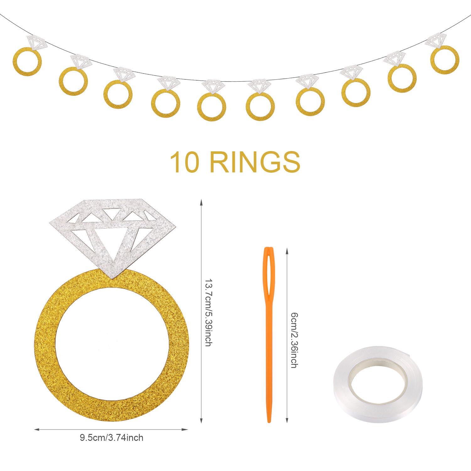 Diamond Ring Banner, Engagement Banner Wedding Engagement Bachelorette Party Decoration Gold and Silver Party Banner Bride to be Decorations for Bridal Shower Decorations