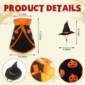 Halloween Cat Costume Cloak Witch Hat Pet Accessories Halloween Adjustable Pumpkin Pet Costume Clothes Set, Halloween Pet Costume Decor Cloak for Cats Dogs Animal Halloween Carnival Party Supplies