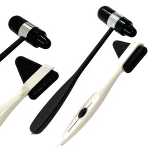 dejerine reflex hammer, black plastic + taylor reflex hammer, white plastic - diagnostics examination testing reflex hammers (pack of 2)