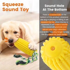 Corn Chew Dog Toy,Dog Chew Corn Toy,Puppy Teeth Chew Corn Stick Toy,Dog Toys for Aggressive Chewers Small Medium Large Breed,Interactive Squeaky Dog Tooth Cleaning Tool Water Float Toy for Any Dogs