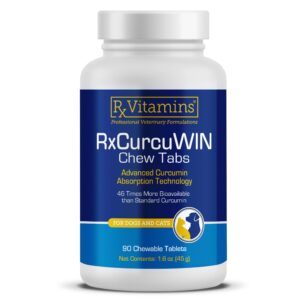 rx vitamins curcuwin - curcumin for dogs & cats - cat vitamins and supplements & cat allergy relief - provides dog immune support & aids cat digestive support - joint supplement for dogs - 90ct