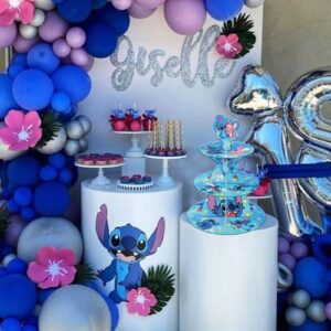 3 Tier Stitch Birthday Party Cupcake Stand, Stitch Cardboard Round Cupcake Holder Tower for Birthday Party Supplies