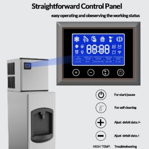 22" Air-Cooled Modular Full Cube Ice Machine - 350 lbs/Day Production, 180 lbs Ice Bin Dispenser | ETL & Energy Star Certified