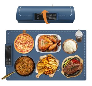 food warming mat for buffet electric warming tray upgrade high-tech graphene heating film adjustable temperature and timer, 10s fast full surface heating mat warming trays for parties buffet 24x15in