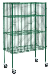 cenpro commercial foodservice shelf, 24"x48"x69" mobile wire security kit, green epoxy (30v-920)