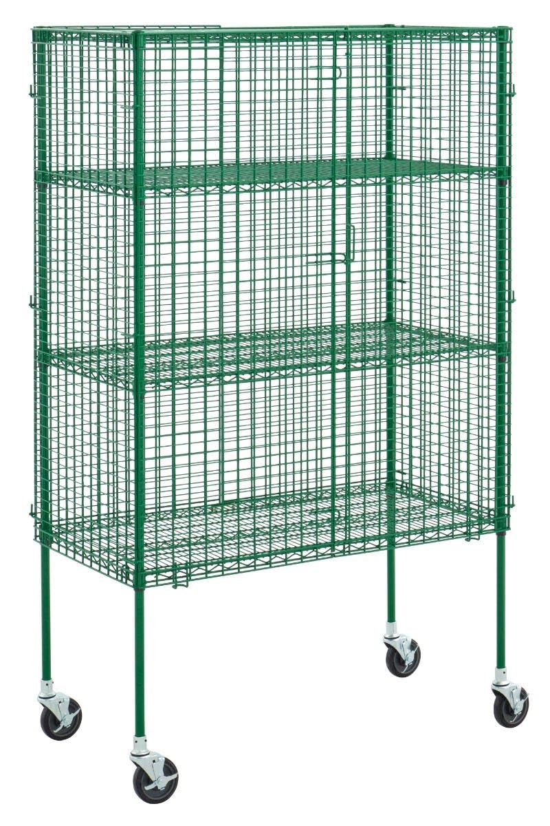 CenPro Commercial Foodservice Shelf, 24"x48"x69" Mobile Wire Security Kit, Green Epoxy (30V-920)