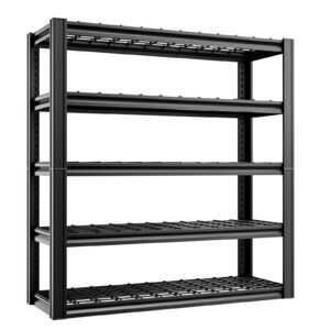 cynnda 5-tier 48" w x 15.7" d x 72" h garage shelving metal storage shelves 3000lbs garage shelving heavy duty adjustable shelving unit garage racks for storage wide utility shelf (black)