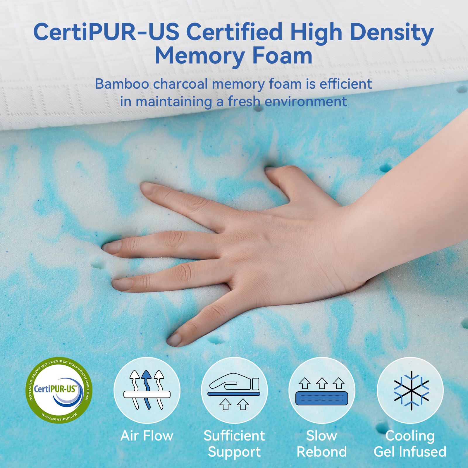 Firm Mattress Topper 3 Inch Full, Firm to Extra Firm Reversible Bed Topper for Back Pain Relief, High-Density Memory Foam Mattress Pad with Removable Cover, No Smell, CertiPUR-US Certified