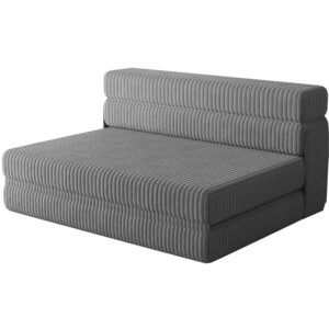 furmax folding sofa bed chair, fold out chair bed, twin size convertible floor sofa foldable mattress, corduroy sleeper chair for living room bedroom, grey