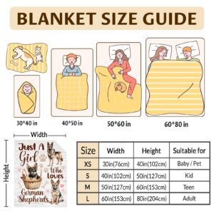 Kids Girls Throw Blanket - 40x30 Inches Small Blanket - Soft Plush Dog Themed Blankets for Office, Sofa - White Cute Fuzzy Throws Gifts for German Shepherd Dog Lovers