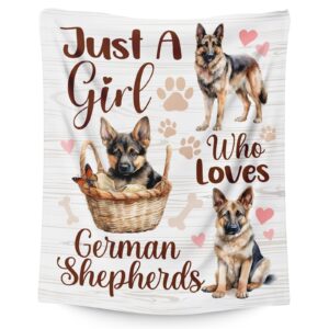 kids girls throw blanket - 40x30 inches small blanket - soft plush dog themed blankets for office, sofa - white cute fuzzy throws gifts for german shepherd dog lovers