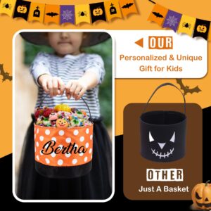 Fasinheaco Personalized Halloween Basket - Monogrammed with Name,Trick or Treat Bucket,Custom Halloween Gifts Basket,Candy Bag for Halloween Party Favor