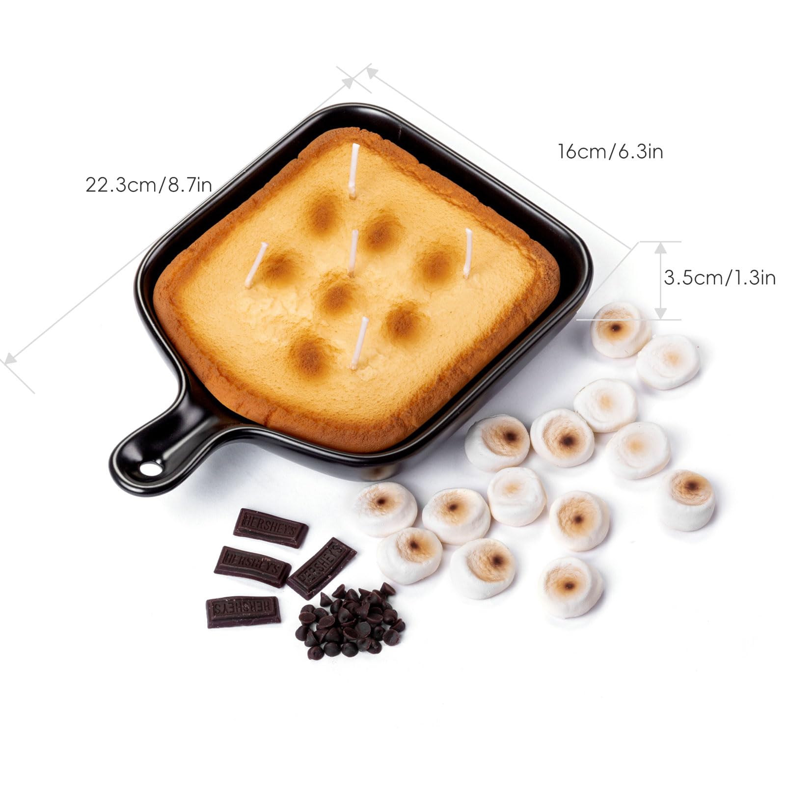 Mesiiloly Food-Shaped Candles - Skillet Cookie Candle with Chocolate & Marshmallows, 5-Wick Large Scented Candle for Home, Unique Birthday & Christmas Gifts for Women