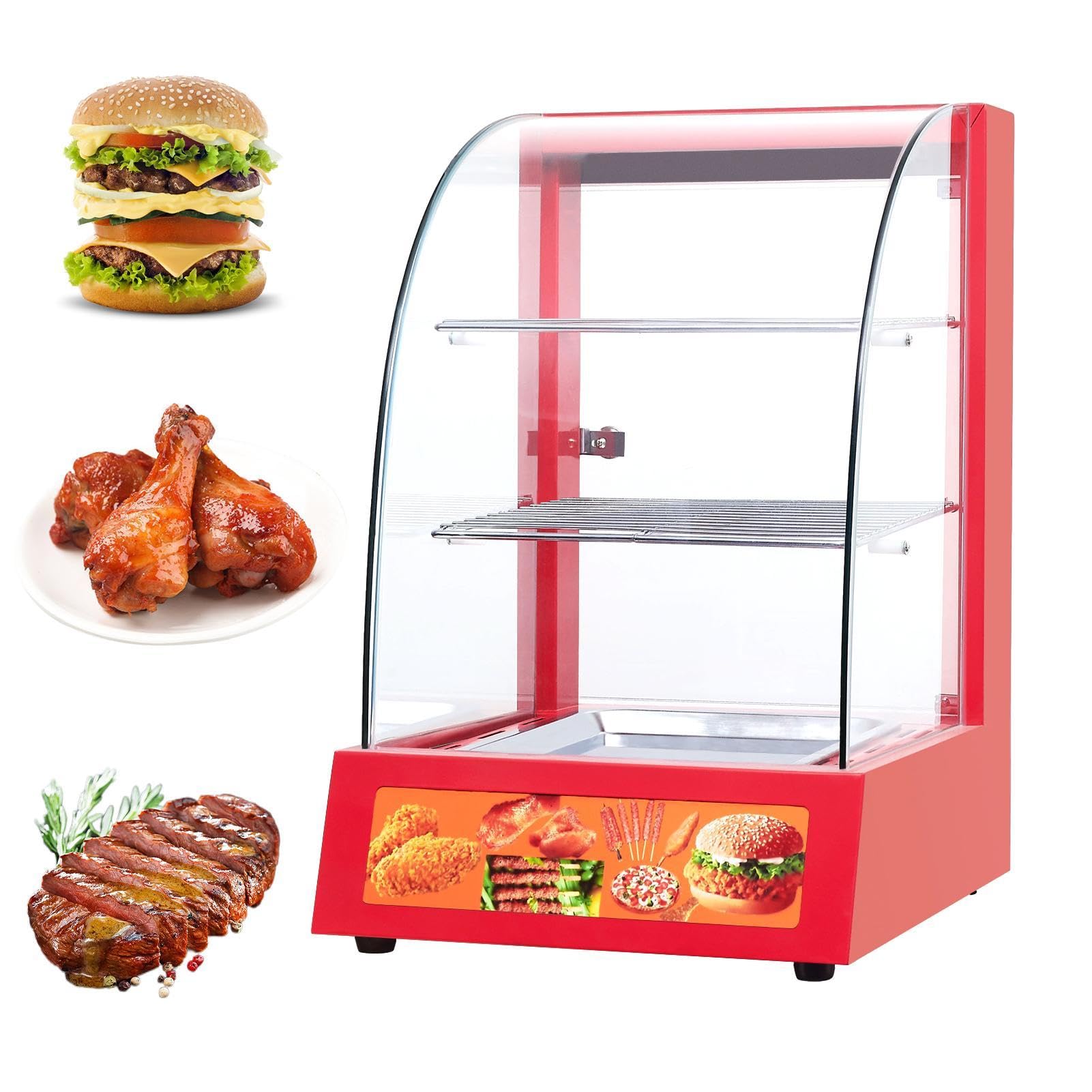 Pretzel Warmer Machine, 500w Commercial Food Warmer Display Pizza Warmer, 3-Tier Electric Countertop Food Warmer Stainless Steel Charcuterie Hot Warming Display, for Pizza, Pastries, Pies, Bread