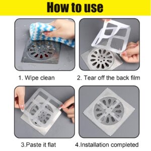 50 PCS Floor Drain Sticker, Disposable Hair Drain Catcher Sticker, Hair Catcher Mesh Stickers, Sink Drain Strainer Screen Catcher, Shower Drain Hair Catcher Sticker, Use for Bathroom, Bathtub, Laundry