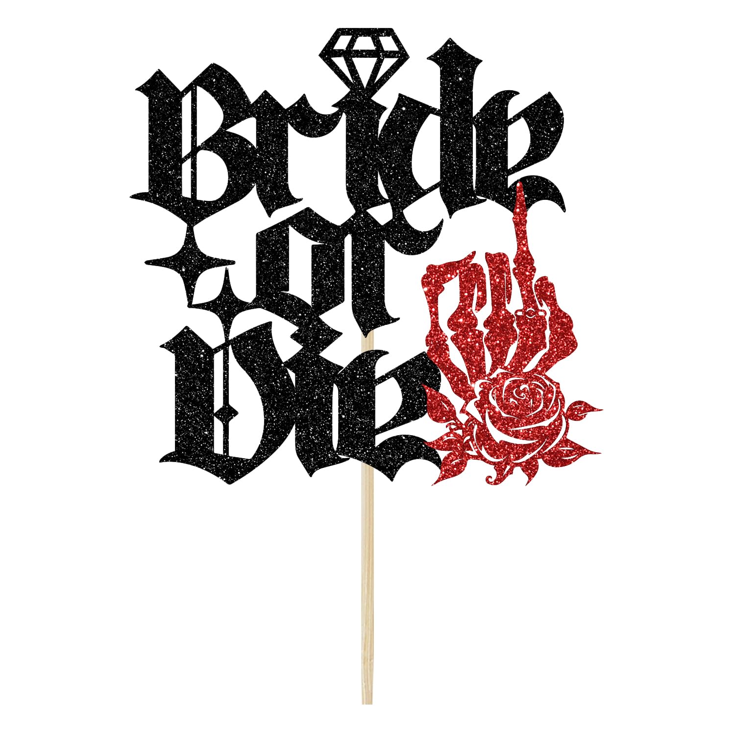 Bride or Die Cake Topper, Till Death Do Us Party, Rip Single Life, Halloween Gothic Wedding Bachelorette Party Decorations, Black and Red Glitter