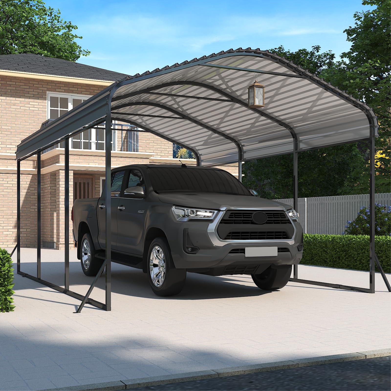 IWDOO 10x15 FT Metal Carport, Carports with Enhanced Base and Updated Frame Structure, Heavy Duty Carport Canopy with Galvanized Steel Roof for Outdoor, Car Shelter Shade for Car, Truck and Boats