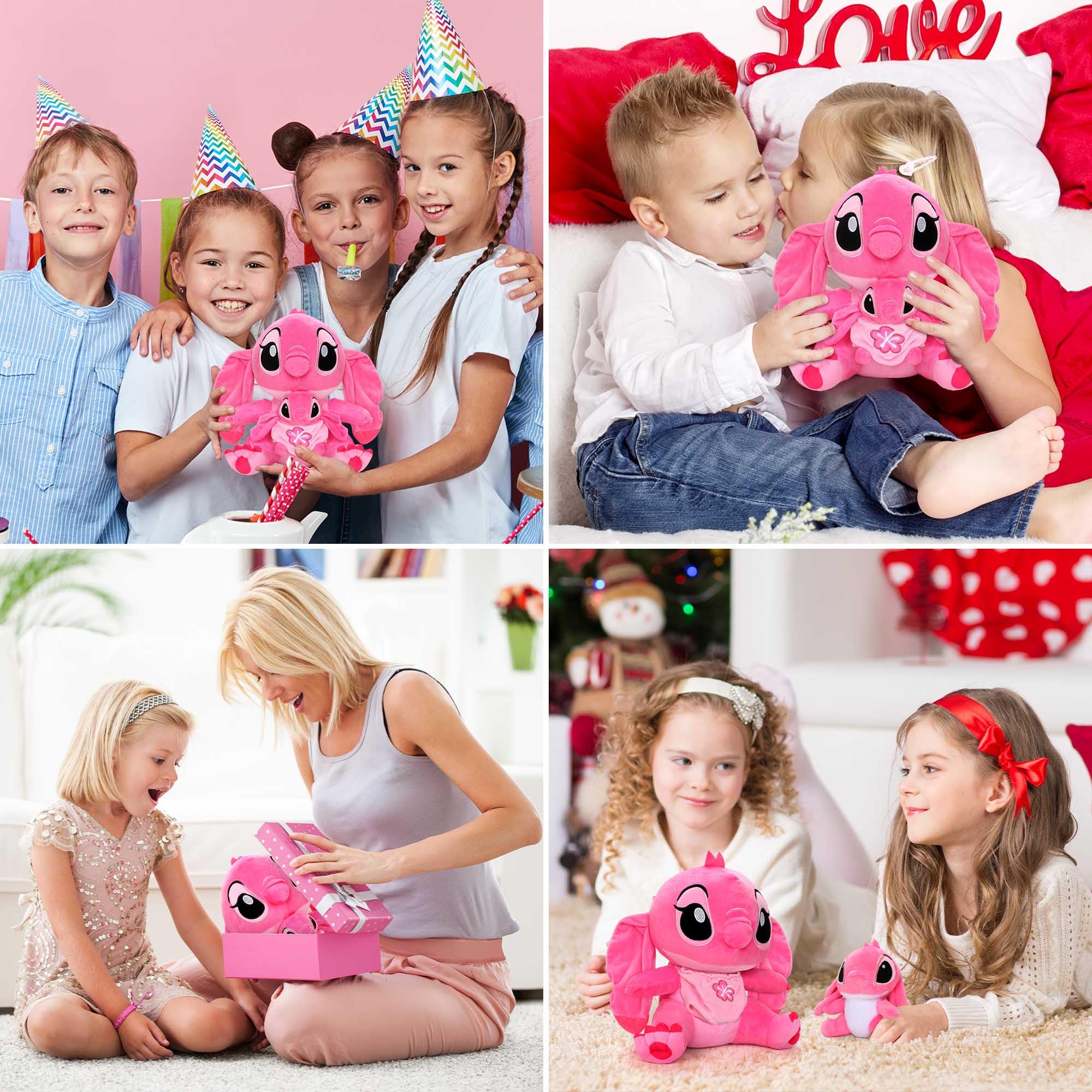 Tigiemap Cartoon Plush - 12.6 Inch Pink Cartoon Mommy Plush with a Baby Plush Cartoon Monster Plush Pillow Birthday Gift for Boys and Girls for Collection Reward