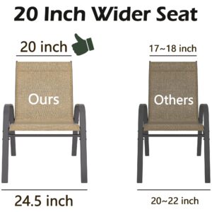 Betterhood Patio Chairs Set of 4, Stackable Outdoor Dining Chairs Set with Breathable Seat Fabric, All-Weather Powder-Coated Metal Frame for Deck, Pool Side and Backyard, 350LBS Capacity (Khaki)