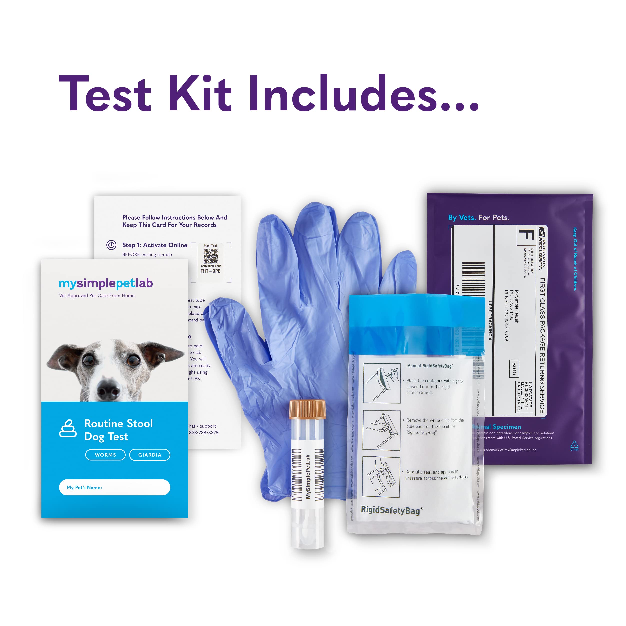 MySimplePetLab Dog Digestive Health Bundle I Mail-in Stool Test Kit for Worms/Giardia I Diarrhea Care Kit with Anti-Diarrheal Kaolin, Probiotics, & Fiber for Loose Stool & Upset Stomach