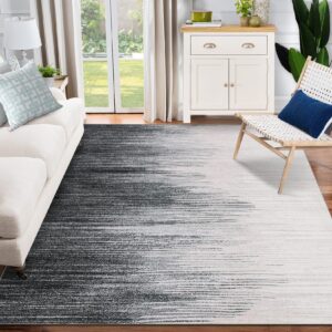 8 * 10ft modern abstract area rug, soft non-slip low pile machine washable indoor rug for entryway, living room, and bedroom, grey