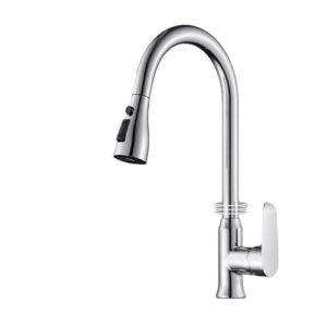 kitchen faucet single hole pull out spout kitchen sink mixer faucet spray head chrome/black mixer faucet(c)