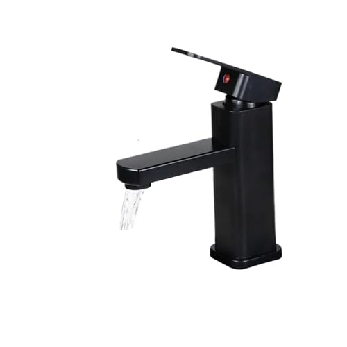 Bathroom Faucet hot and Cold Water Mixing Faucet countertop Installation Home Bathroom Basin Faucet Black Square washbasin Sink Bathtub Faucet