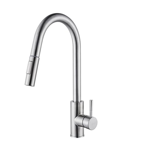 Pull-Out Kitchen countertop Mounted 360 Degree Rotating hot and Cold Water Mixing Faucet(Nickel)