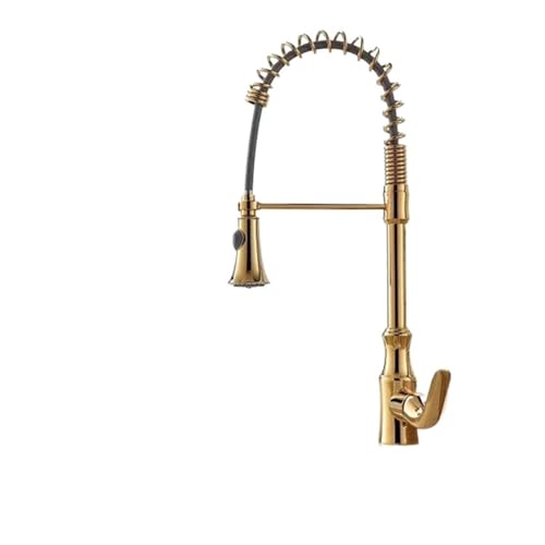 Single Handle Gold Kitchen Faucet Pull Down Kitchen Faucet with Spray Sink Faucet hot and Cold Kitchen Sink Faucet Gold Kitchen Faucet(Nickel)