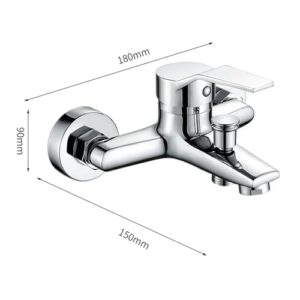 Zinc Alloy Basin Faucet Chrome Plated Wall Mounted Hot and Cold Water Double Spout Mixer Faucet Suitable for Bathroom Diverter Bathtub Shower Tray