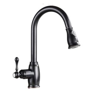 bronze black kitchen faucet pull-out two-way sprayer single handle hot and cold water mixing faucet kitchen water crane type 360 ​​degree rotation(oil rubbed bronze)