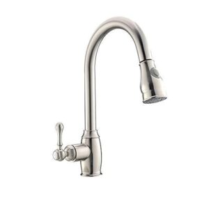 oil rubbed bronze pull out kitchen sink faucet traditional brushed nickel single handle swivel pull out spray kitchen faucet(silver)