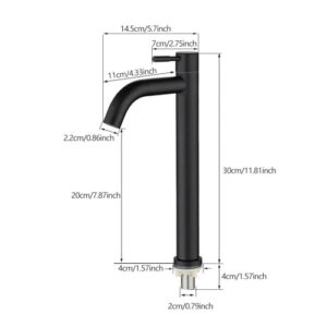 Stainless Steel Quick Opening heightened Single Cold Kitchen Sink Faucet Bathroom Above Counter Basin Faucet(BlackB)