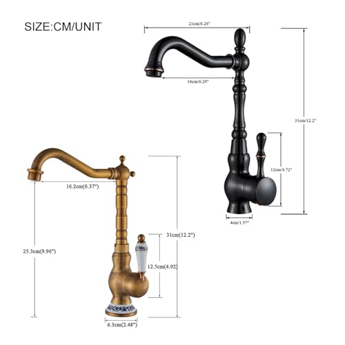 Single Handle Black countertop Mount Bathroom Kitchen Brass 360 Degree Swivel Mixer Faucet hot and Cold Water Mixer(Oil Rubbed Bronze)