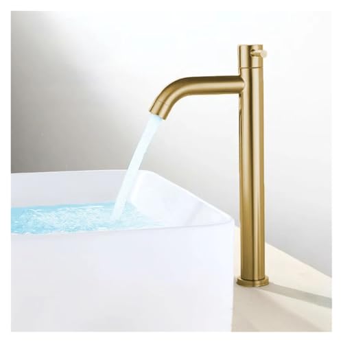 Stainless Steel Quick Opening heightened Single Cold Kitchen Sink Faucet Bathroom Above Counter Basin Faucet(BlackB)